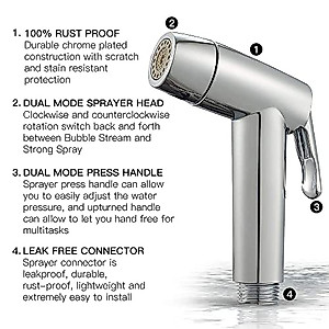 Houtingmaan Kitchen Side Sprayer,Dual Function Kitchen Sink Sprayer with Adjustable Flow Controller,Kitchen Faucet Sprayer Replacement Chrome,Faucet Pull Out Sprayer with Hose,Holder and 17 Adapters 