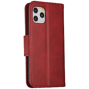 Glow Co., Ltd. iPhone 11 Pro Notebook Type Case with Strap, Red, Tempered Glass & Stylus Pen Included 406-2-02