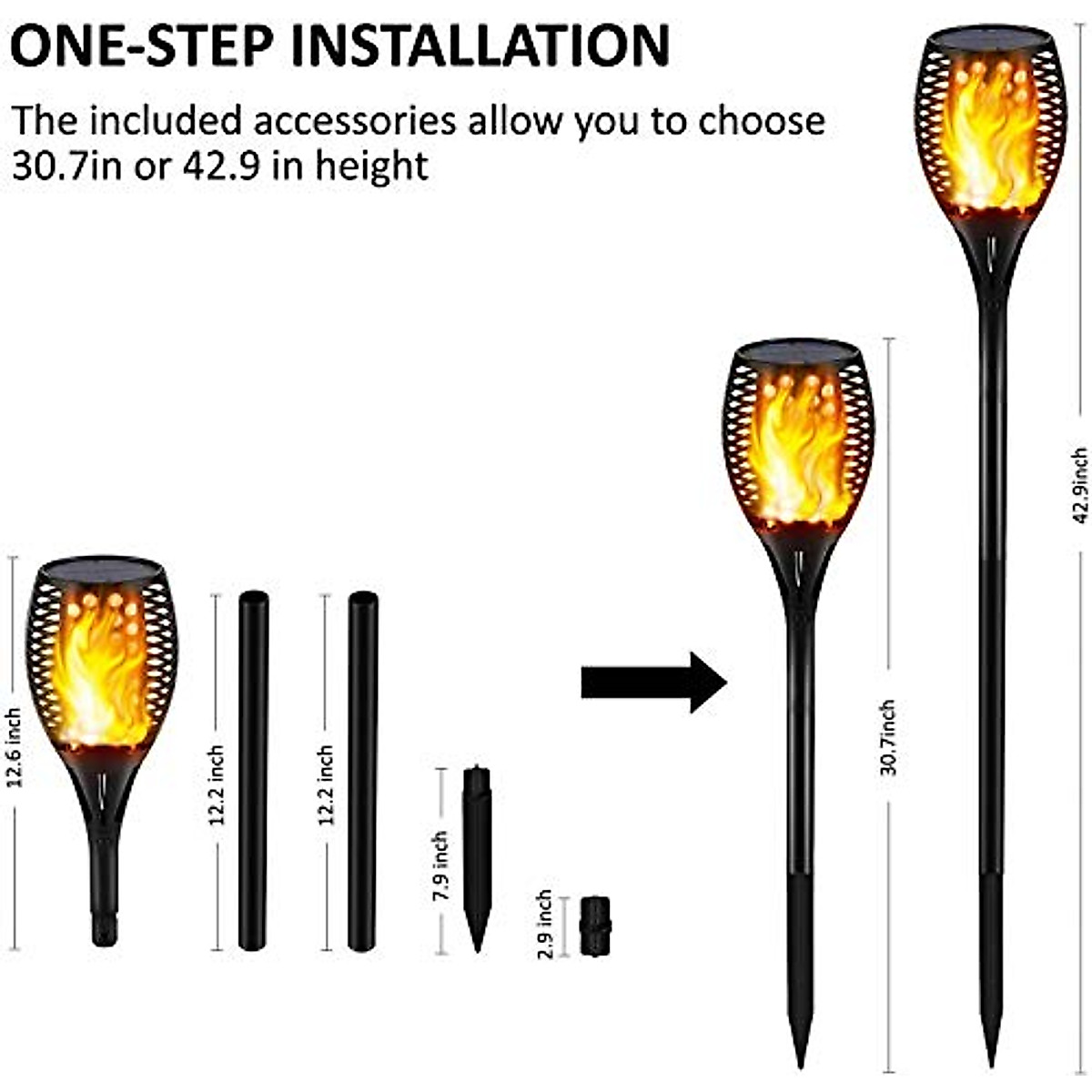 Gold Armour 2 Pack Solar Lights Upgraded - Flickering Flames Torch Solar Path Light - Dancing Flame Lighting 96 Led Dusk to Dawn Flickering Tiki Torches Outdoor Waterproof Garden