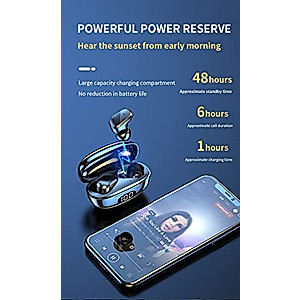 Bluetooth Headphones V5.3 Wireless Earbuds 48HRS Standby Battery Life with Wireless Charging Case & LED Power Display Deep Bass IPX7 Waterproof Earphones Microphone Stereo Headset for iPhone & Android