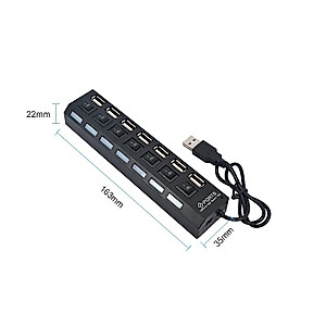 Cotchear Multi 7 Port USB Hub USB 2.0 Adapter Hub with Individual On/Off Switch and LED (White)