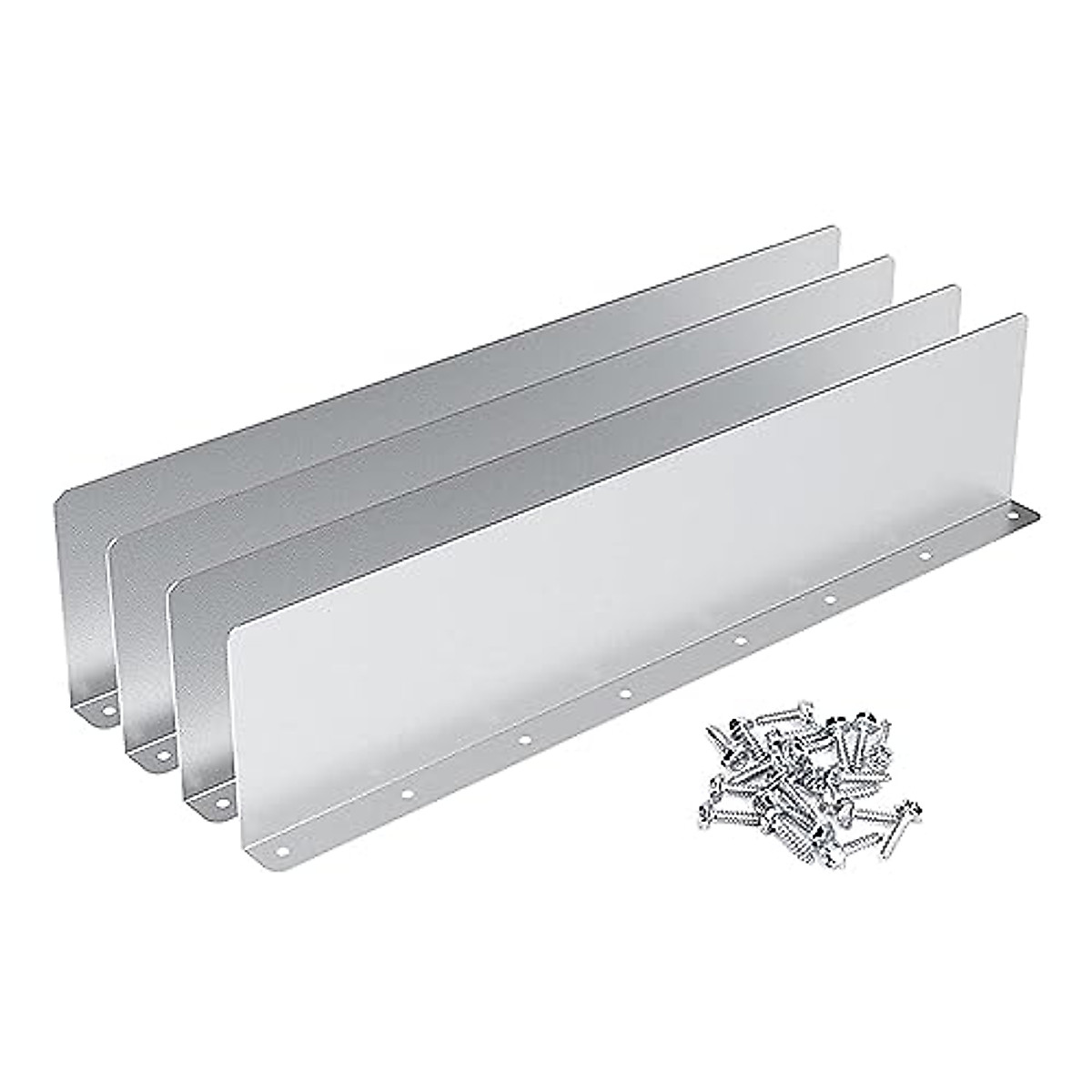 Meokro 4 Pcs Gutter Valley Splash Guards Aluminum Roof Valley Splash Shield Straight Rain Diverter Roofing Gutter Guards with 32 Screws for House Shingle Roofs Corner