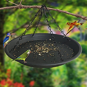 12.8" Platform Bird Feeder,Large Hanging Tray Squirrel Feeder,Wild Bird Seed Catcher Tray,Bird Viewing,for Attracting Birds Outdoors,Yard Garden,Backyard Decoration,Gift Ideas for Bird Lovers, Black