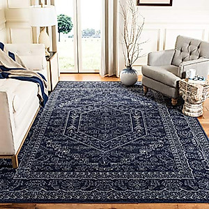 SAFAVIEH Adirondack Collection Area Rug - 8' x 10', Navy & Ivory, Oriental Medallion Design, Non-Shedding & Easy Care, Ideal for High Traffic Areas in Living Room, Bedroom (ADR108N)