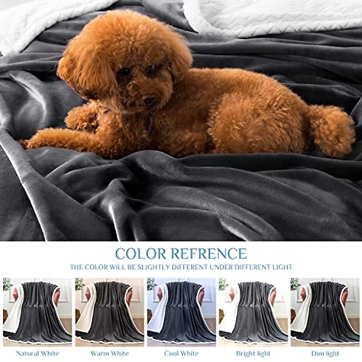 ONME Fleece Blanket, Sherpa Throw Blanket for Couch, Warm Blanket for Winter, Cozy Soft Plush 460GSM Weighted Twin Bed Blanket for Adults (Grey, 60”x 80”)