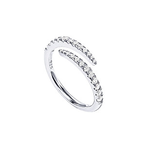 PAVOI 14K Gold Plated Cubic Zirconia Open Twist Eternity Band White Gold for Women Size 9