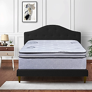 Greaton 13" Plush Foam Encased Mattress with Pillow Top, Soft and Comfortable Bed Mattresses for Complete Body Support and Maintain Correct Posture, Fully Assembled Bedding, Grey, Queen