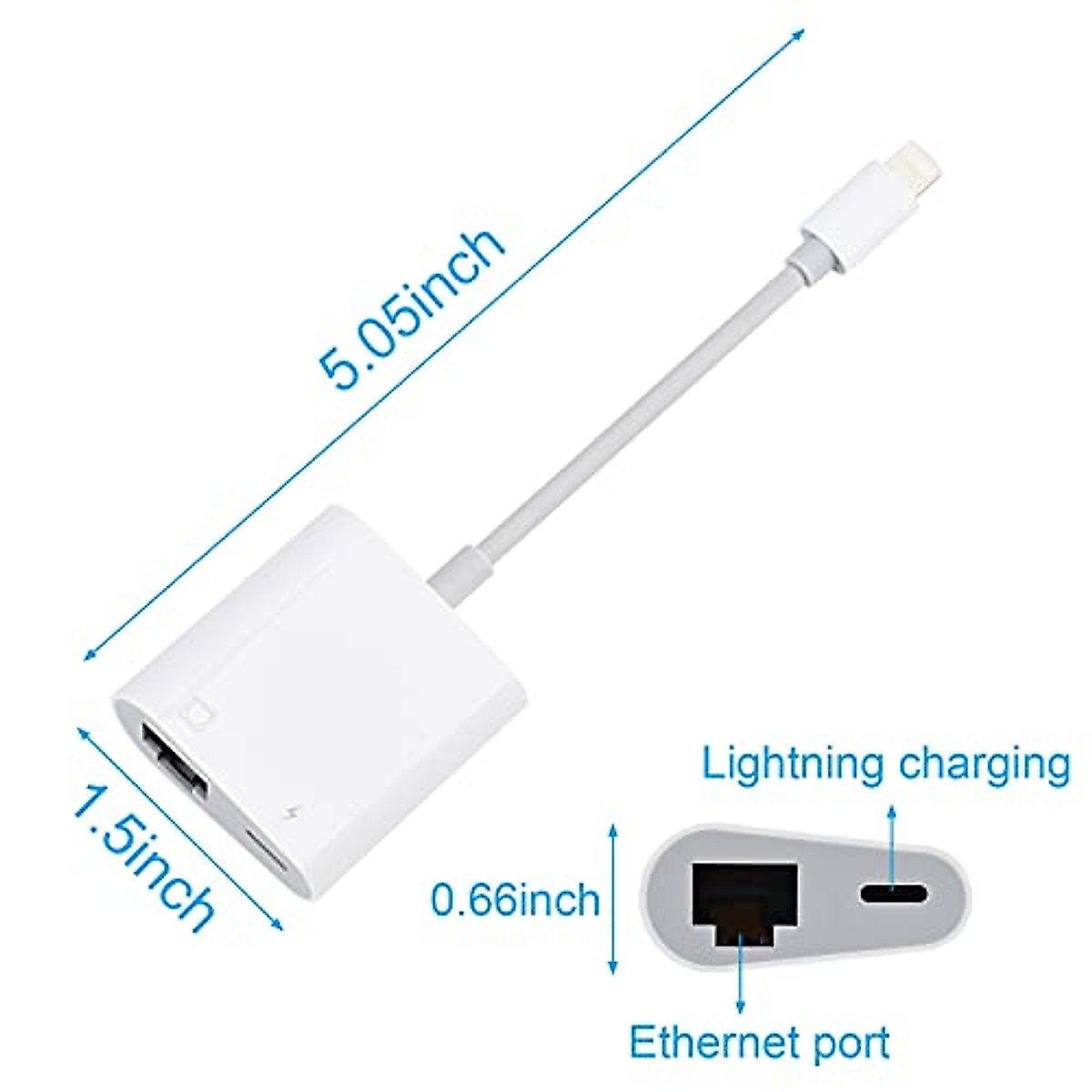 RJ45 Ethernet Adapter for lPhone[Compatible with Apple MFi Certified],10/100Mbps,Support iOS 15, Ethernet Adapter with Charge Port
