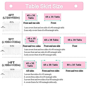 6ft White Tulle Table Skirt for Rectangle or Round Tables Tutu Table Skirt White Ruffle Table Cloth for Wedding Bridal Shower Baptism Birthday Party Christening Banquet Table Decorations(L6(ft)H 30in)