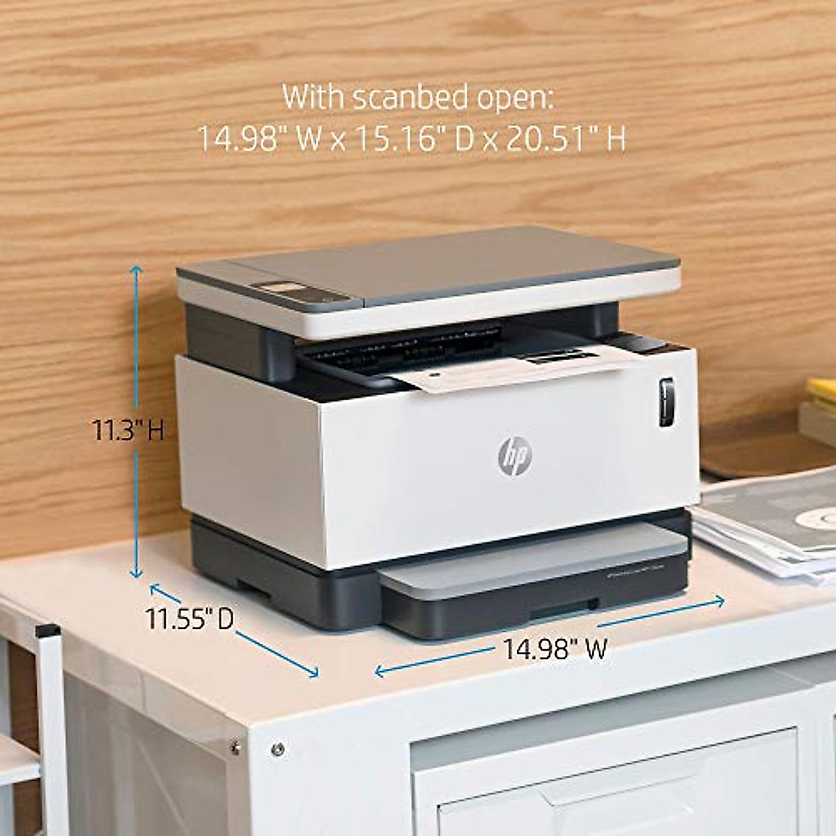 HP Neverstop Laser MFP 1202w Wireless Monochrome All-in-One Printer with cartridge-free toner tank, comes with up to 5,000 pages of toner in the box (5HG92A)