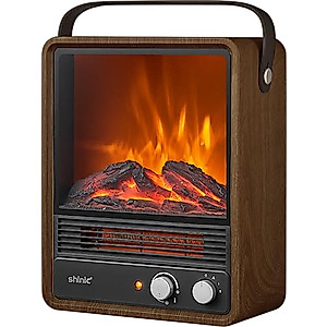 Electric Fireplace Heaters for Indoor Use,1500W Space Heater Fireplace with Realistic Flame & Fire Crackling Sound, Safety Protection, Portable Fireplace Heater for Home Office Christmas Decoration