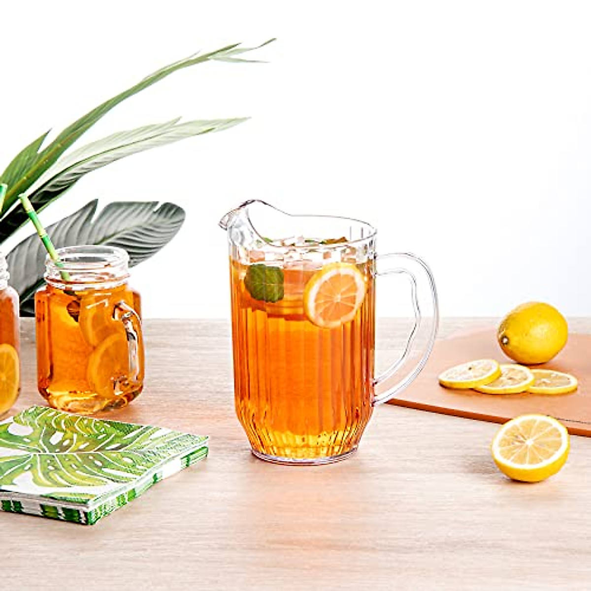 Restaurantware Base 47 Ounce Beer Pitcher, 1 Durable Restaurant Pitcher - Hard Plastic, Serve Soda, Lemonade, Juice, or Sangria, Clear Plastic Water Pitcher, For Bars, Parties, or Homes