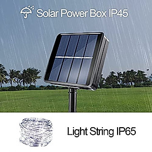 AFSEMOS Solar String Lights Outdoor, 2 Pack 200 LED 66 FT Solar Christmas Lights Outdoor Waterproof, 8 Modes Copper Wire Solar Fairy Lights for Xmas,Patio,Garden,Party Decorations(White Light)