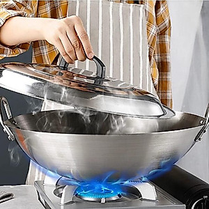 1pc Stainless Steel Wok Kitchen Gadget Household Wok Kitchen Supply Cooking Wok Home Cooking Pot Wok for Home Premium Pot Frying Pot Stainless Steel Frying Pan Cooking Pan