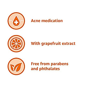 Amazon Basics Clarifying Pink Grapefruit Body Wash, 2% Salicylic Acid Acne Treatment, Dermatologist Tested, 8.5 Fluid Ounces, 4-Pack (Previously Solimo)