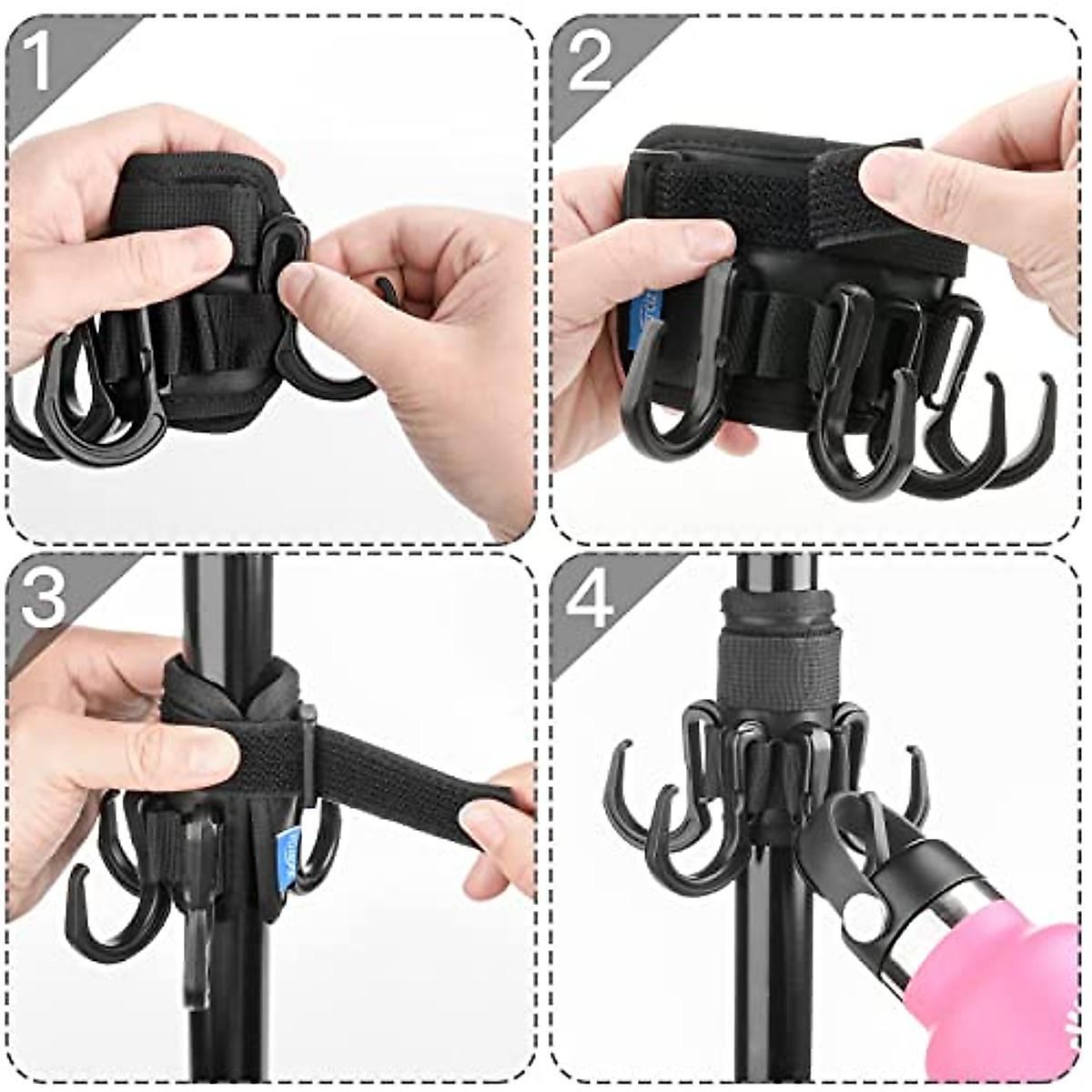 Xxerciz Beach Umbrella Hanging Hook, Anti Slip Backyard Umbrella Hanging Hook with 4 Hooks for Towels, Camera, Sunglasses, Hats, Clothes and Bags, Easy to Install for Beach, Camping Trips