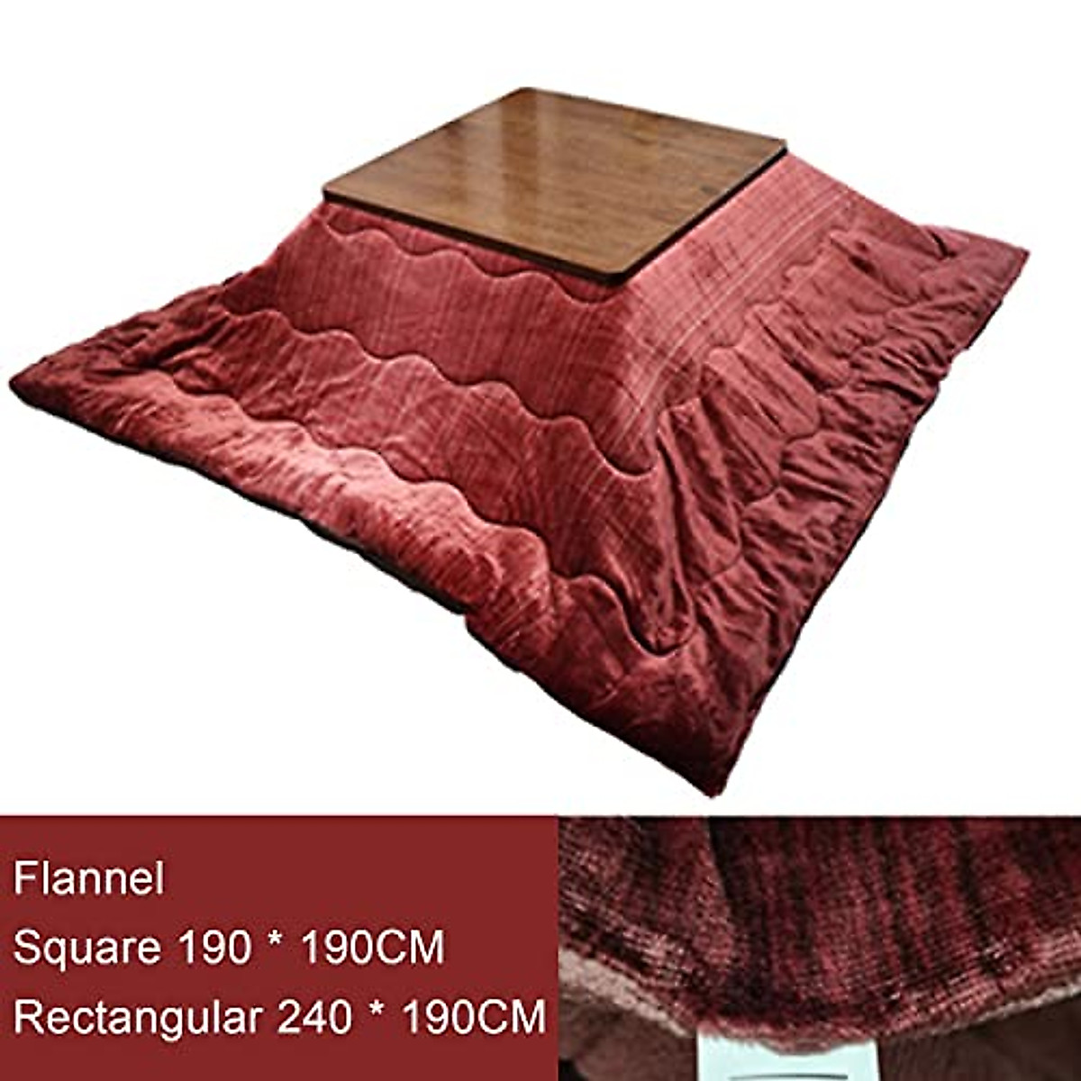 MEINAISEN Kotatsu Table Set, Japanese Heated Table with Kotatsu Futon, Low Coffee Table in Living Room Winter Heating Multifunctional Table for Four Seasons (Metal : Red, Size : 75 * 75 * 40cm)