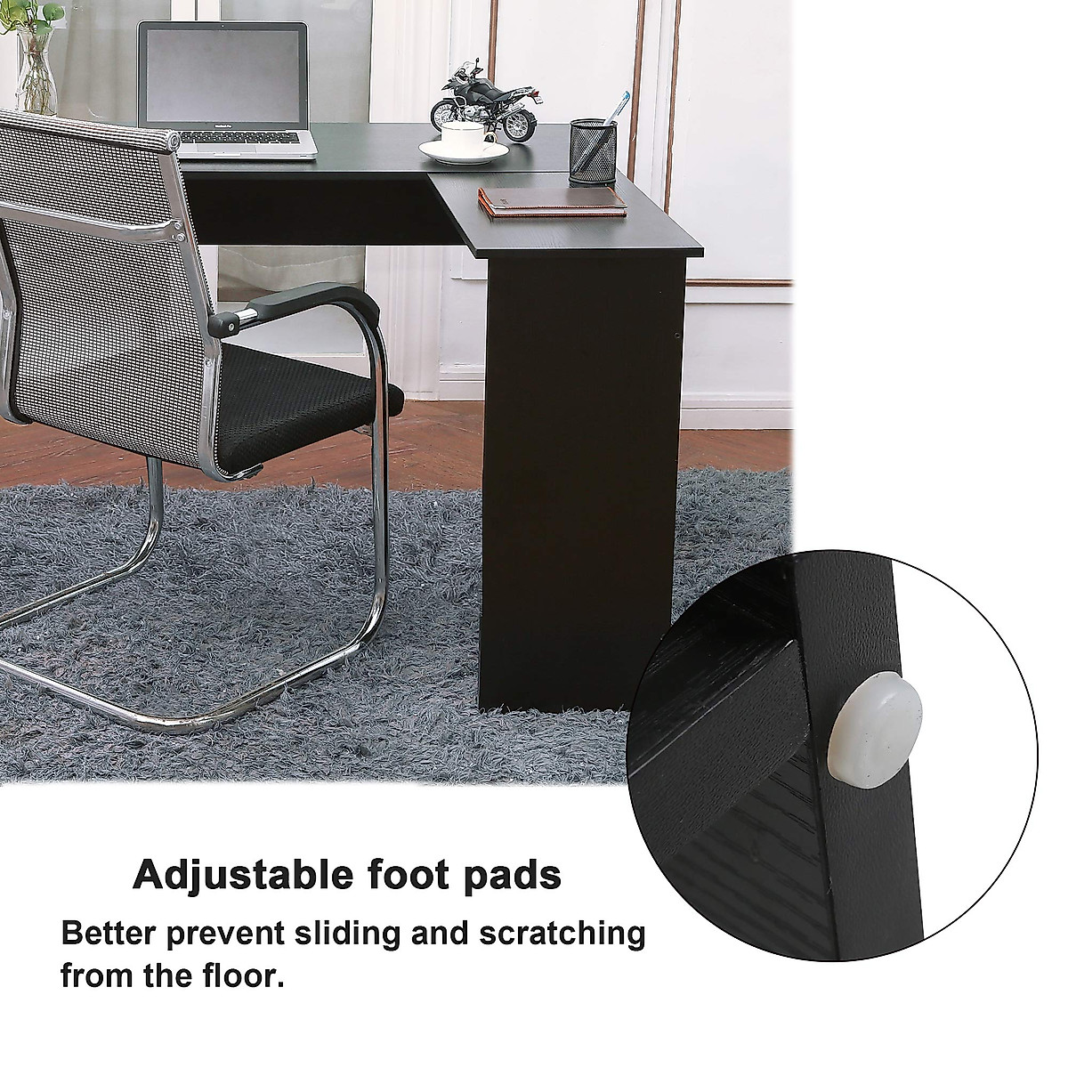 ivinta Small Corner Computer Desk Modern L Shaped Desk Simplest Gaming Desk Writing Desk Workstation for Home Office Small Space, Dark Brown, 44x58 inch