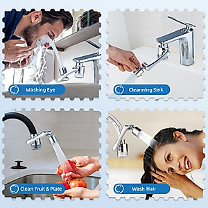 CECEFIN Water-Filter for Sink-Faucet Extender-Aerator - 9pcs Cartridges Reduce Chlorine for Bathroom/Kitchen Skin Face Eye Wash,Brass Faucet Mount Purifier System,1080°Rotating 2-Mode Swivel Aerator