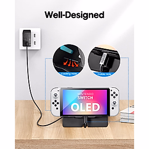 Playstand for Nintendo Switch, Portable and Foldable Magnetic Stand for Nintendo Switch/Steam Deck/Phone, 3 in 1 Accessories Kit with Stand, 2pcs Switch OLED Screen Protectors & 2pcs Wheel Grip Caps