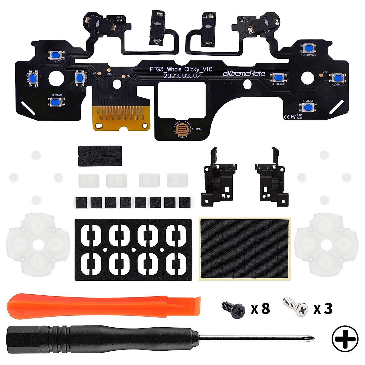 eXtremeRate Strong Version Whole Clicky Kit for PS5 Controller BDM-030 Shoulder Face Dpad Buttons, Custom Micro Switch Clicky Hair Trigger Kit and Tactile Face Buttons Mouse Click for PS5 Controller