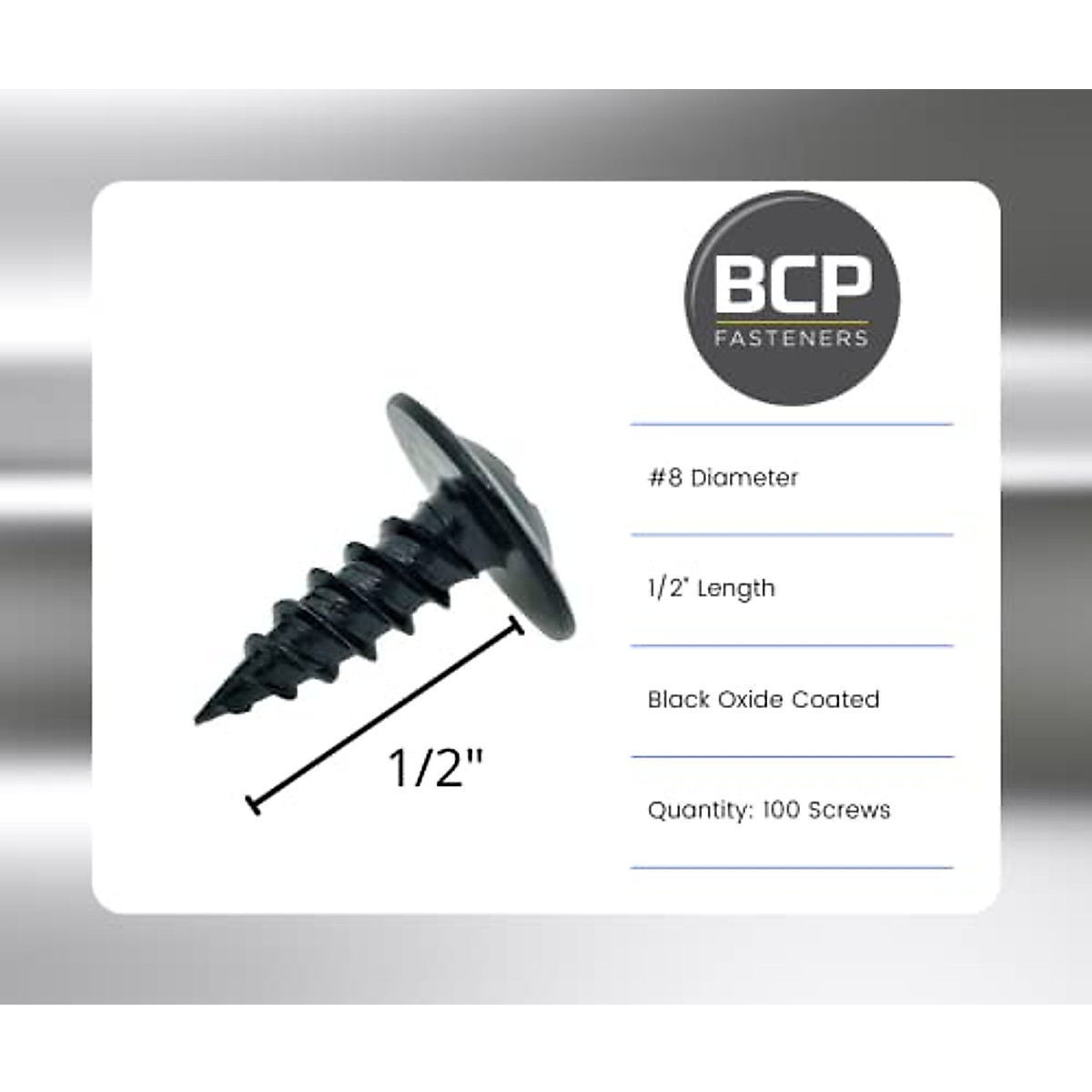 (100 Qty) #8 x 1/2" Black Phillips Modified Truss Head Wood Screws Self Tapping (BCP1077) - BCP Fasteners