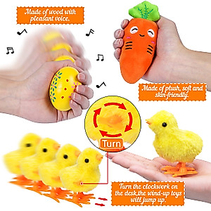 80UncleKimby 8PCS My First Easter Basket Stuffers Gifts Baby Kids - includes Eggs, Wind-Up Bunny & Chick, Stuffed Plush Carrot, Gnome for Toddlers Girls Boys Party Favors