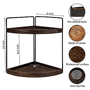 NACIMAX 2 Tier Bathroom Counter Organizer Corner Shelf, Bathroom Trays for Counter Vanity Organizer, Corner Bathroom Organizer Countertop, Dark Brown