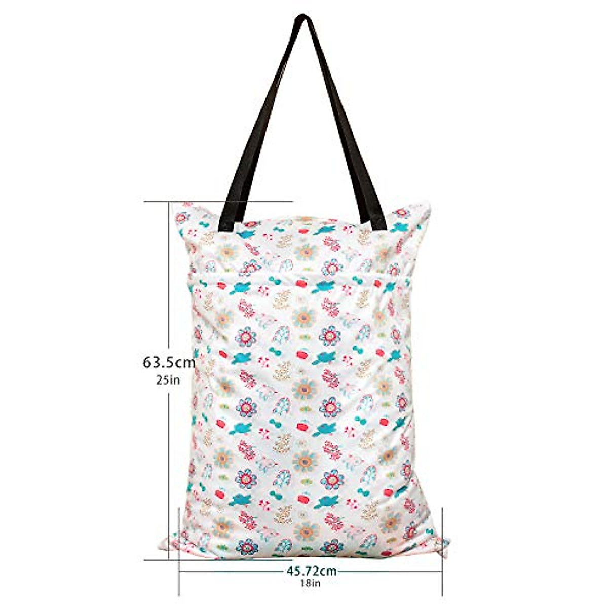 ALVABABY 2 Pack Large Wet Dry Bag Waterproof Hanging Cloth Diaper with Double Zippered Pockets 25x18 inches (Colorful world)