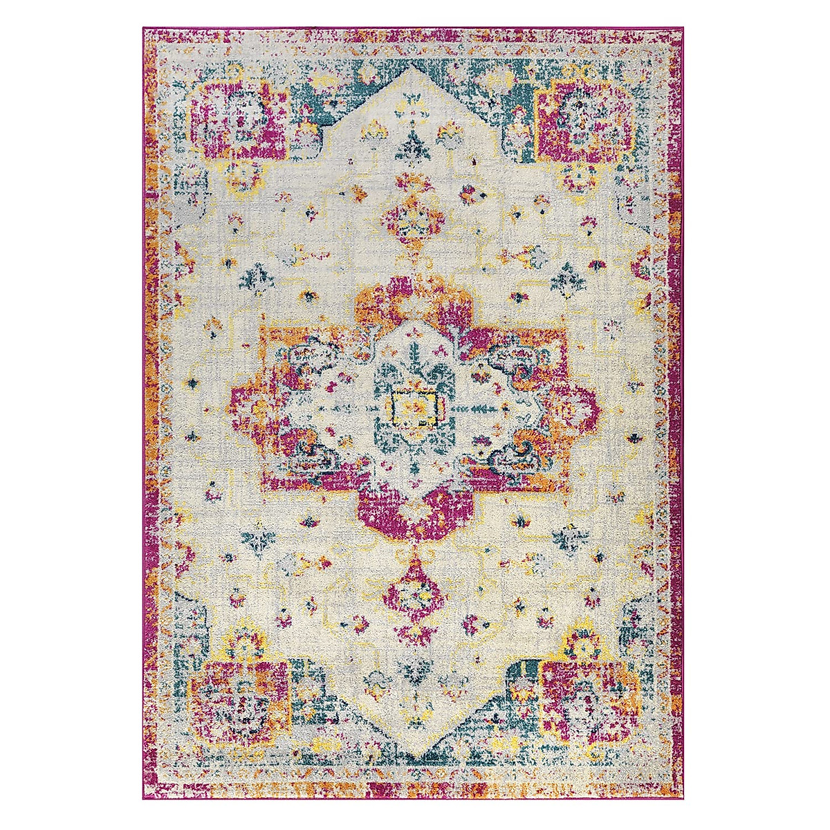 Antep Rugs Elite 8x10 Vintage Bohemian Distressed Oriental Medallion Indoor Area Rug (Pink, 7'10" x 10')