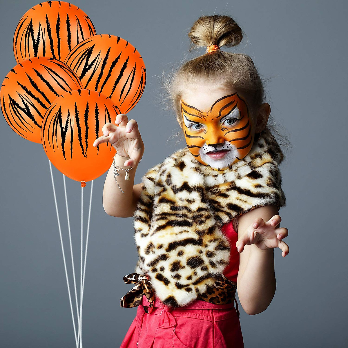 40 Pieces Tiger Balloons Tiger Print Stripes Balloons Jungle Animal Balloons Animal Theme Party Safari Balloons for Zoo Party Supplies Jungle Birthday Party Decoration