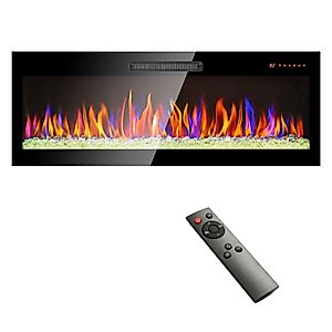 IVYHAVEN 50 Inch Long Fireplace Wall Mounted, 16 Flame Colors, Thin Electric Fireplace Inserts, Electric Fireplace with Remote Control 11 Temperature 64F -82F, Touch Screen, Low Noise