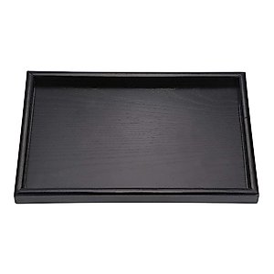 Black Wood Serving Tray, Small Rectangle Solid Wood Trays Non Slip Tea Snack Breakfast Plate Decorative Wooden Platters Food Meals Coffee Table Home Kitchen Restaurant Parties Bathroom Bar Dinner