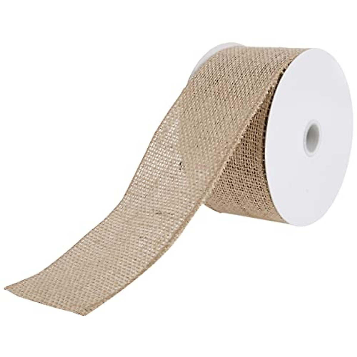 Morex Ribbon 1252.60/10-004 Burlap 2.5" X 10 YD Jute Wired Ribbon, Natural, Arts & Crafts Burlap Roll for Wedding Decor and Farmhouse Christmas Decor, Rustic Christmas Decorations Indoor Home Decor