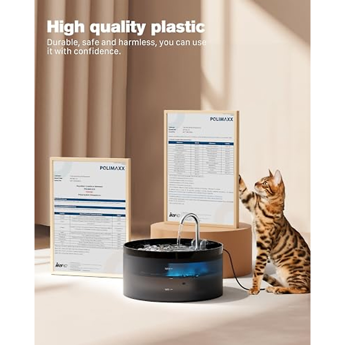 Cat Water Fountain: 108oz/3.2L Cat Fountain Super Silent Pet Water Fountain - Water Fountains for Cats Indoor - Faucet Cat Fountain - Quiet Water Pump - Suitable for Cats and Dogs - BEMOONY