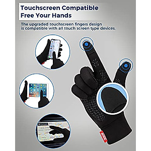 Aegend Running Gloves Women Men Touch Screen Cycling Sports Mittens Liners Warm Gloves, Black, Medium