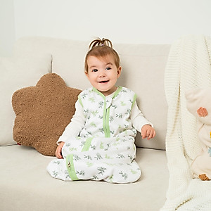 Baby Wearable Blanket, Breathable Cotton Sleep Sacks for 6-12 Months, 2 Pack Unisex Sleeping Bag Sack, Medium Size, 2-Way Zipper, 0.5 Tog