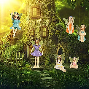 Beruyu 6 Pieces Fairy Garden Accessories, Fairy Garden Miniature Fairies Figurines for Mini Garden Lawn and Potted Plants Decoration