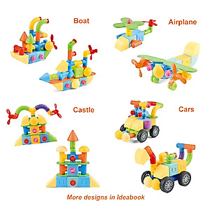 LookengQbix 25-in-1 Magnetic 3D Building Shapes, Magnet Blocks Tiles,STEM Educational Toys w/25 Different Designs in Idea Book for Children Kids Brain Development