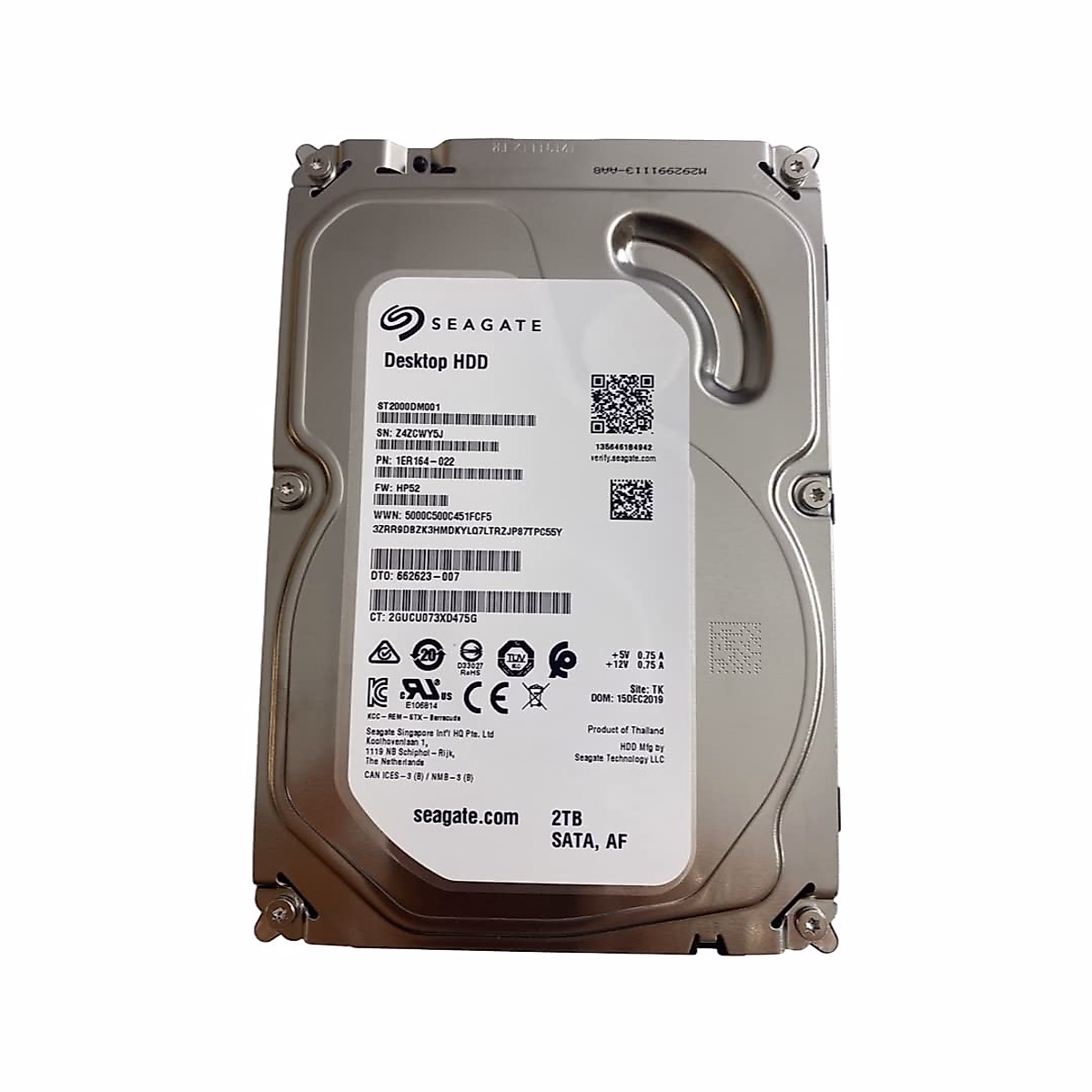 HP SGT ST2000DM001 2TB SATA 1ER164-022 HDD 662623-007 FW HP52