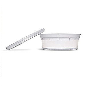 TRIPAK Plastic Microwaveable Food Containers with Lids 8 oz | BPA Free | Stackable | Leakproof | Microwave/Dishwasher/Freezer Safe