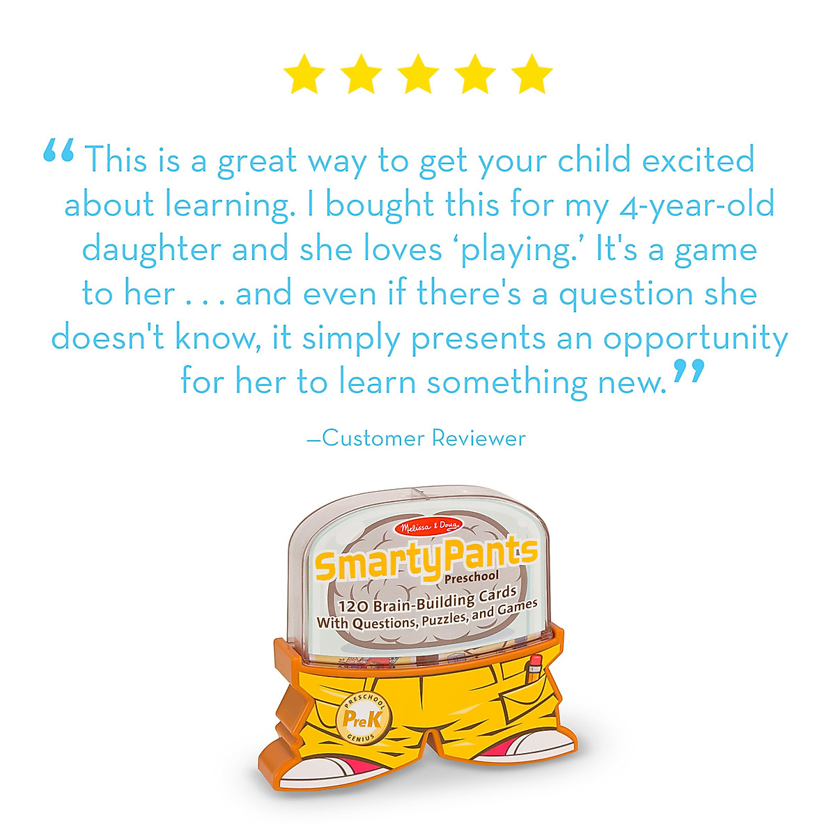 Melissa & Doug Smarty Pants Preschool Card Set Educational Activity With 120 Brain-Building Questions, Puzzles, and Games