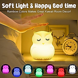 ShaArkMango Kids Night Light Lamp Cute Sleepy Owl, Convenient for Reading & Soothe Baby to Sleep Training Nursery Lights Toddler LED Nightlight for Children Girls Boys Kawaii Room Decor