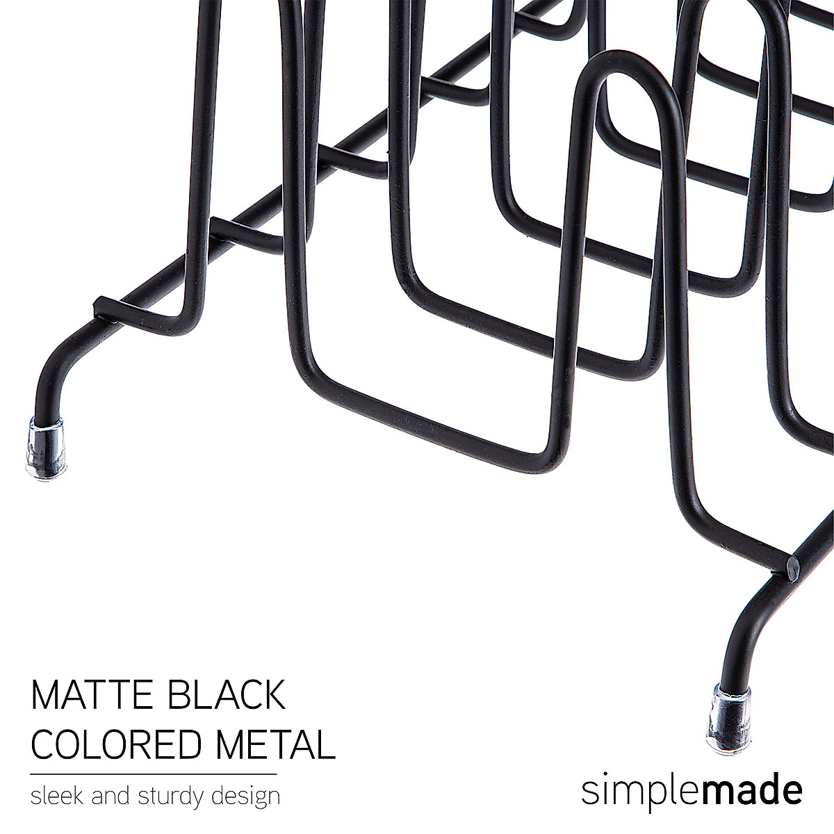 SIMPLEMADE Kitchen Dish Rack Organizer - 2 Wire Metal Cabinet Organizers and Storage Rack for Plates, Dishes, Pots, Pot Lids, Pan Lids, Container Lids - Shelf, Counter & Pantry Organization (Black)