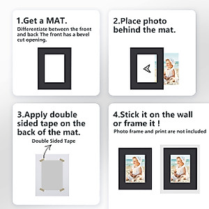 Somime 25 Pack Black Picture Mats - 11x14 Pre-Cut Mats for 8x10 Photos - White Core Bevel Cut Frame Matte, Acid Free, Ideal for Frames, Artwork and Prints