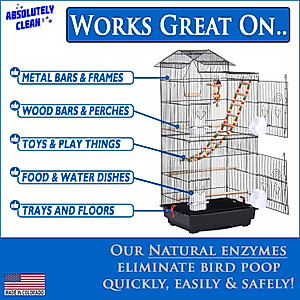 Absolutely Clean Amazing Bird Cage Cleaner and Deodorizer - Just Spray/Wipe - Safely & Easily Removes Bird Messes Quickly and Easily - Made in The US 16oz Spray (Pack of 1)