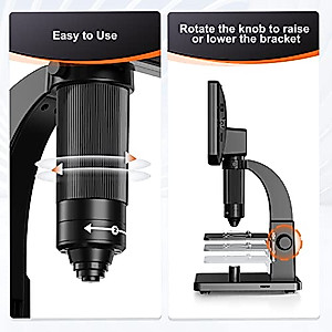 LCD Digital Microscope - 2000X Biological Microscope with Digital&Microbial Lens - Opqpq Electronic Microscope with 7'' IPS Display, 10 LED Lights, 12MP Camera, Windows/Mac OS Compatible