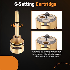 maXpeedingrods RP51919 6 Setting Diverter Cartridge Compatible with Delta R11000 & R22000, Brass Faucet Valve Replacement Kit#R10000-unbx,R10000-unbxhf, R10000-unws