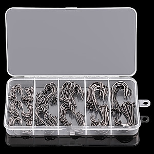 Octopus Beak Fishing Hooks, 200PCS Sport Offset High Carbon Steel Turned Up Fish Hooks for Saltwater Freshwater