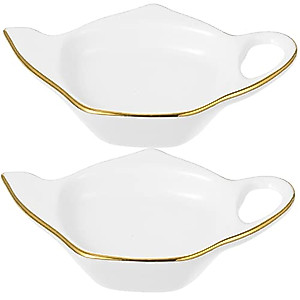 Tea Bag Rest 2pcs Ceramic Teabag Coaster Teapot Shaped Tea Bag Holder Tea Bag Saucer Tray Tea Bag Storage Rack Rest Porcelain Seasoning Dish Tea Bag Holder Plate